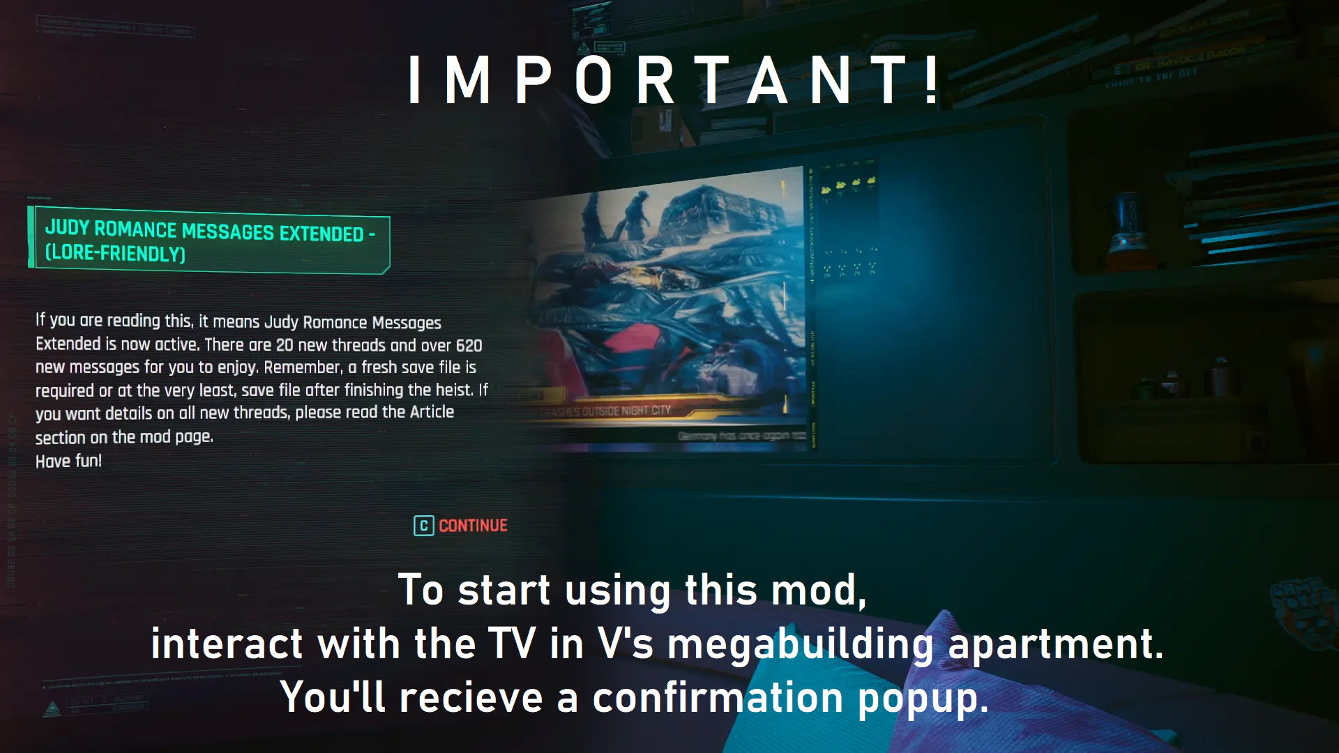 Judy Romance Messages Extended For Male V 4.0.2 — Cyberpunk 2077 - RPGHQ
